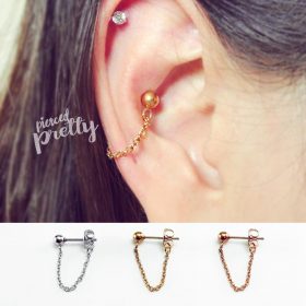 Handmade Wing conch chain earring, conch hoop earring, helix earring ...