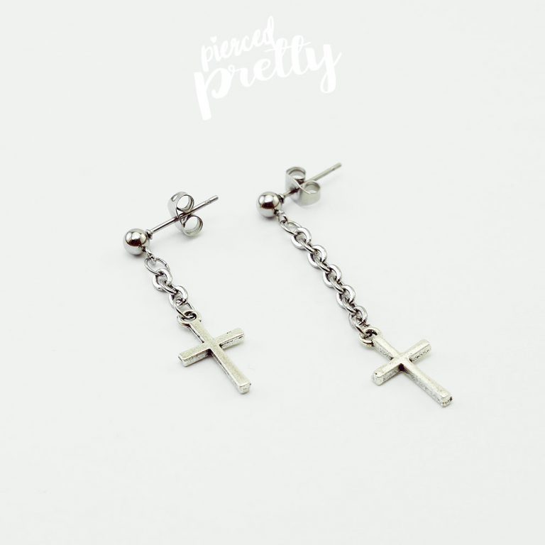 Handmade Cross dangle cartilage earring, helix earring, 20g 16g ear ...