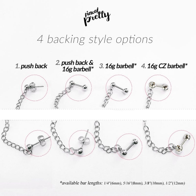 20g 16g Helix to Lobe chain earring, Cross dangle chain earring, helix ...