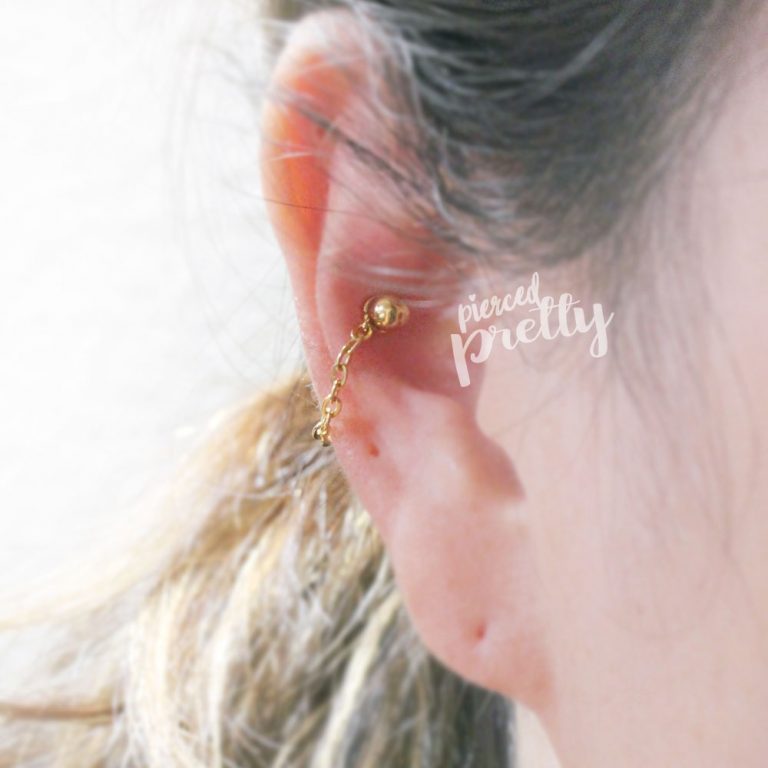 Handmade Wing conch chain earring, conch hoop earring, helix earring ...